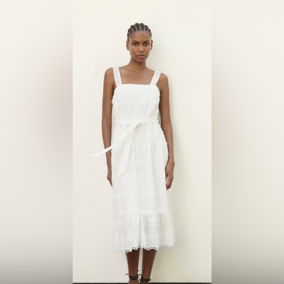 Zara | Dresses | Nwt Zara White Embroidered Midi Dress | Poshmark
